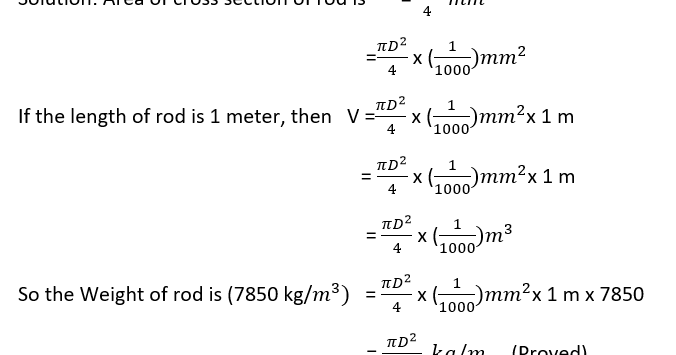 Formula for Unit Weight of Rod - MACON