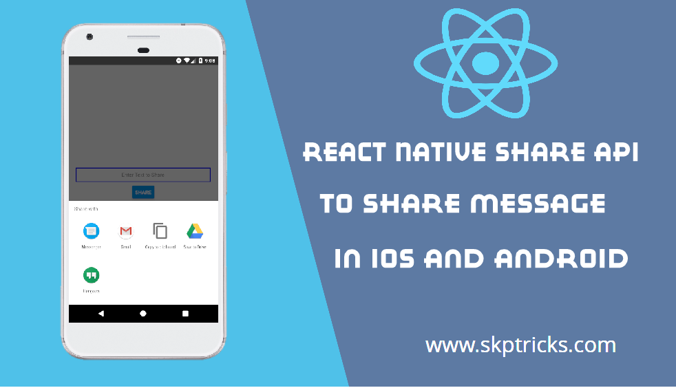 React Native Share Api To Share Textinput Message Skptricks
