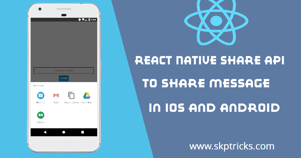 React Native Share API to Share TextInput message | SKPTRICKS React Native Share API to Share TextInput message | SKPTRICKS