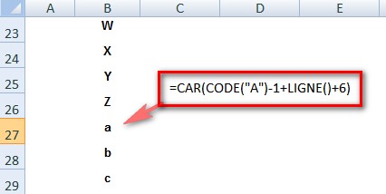INCREMENTATION LETTRE ALPHABET | Cellules EXCEL