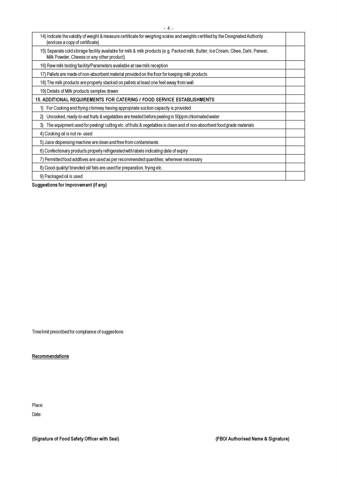 FOOD SAFETY LATEST: FSO INSPECTION FORM FOR EXISTING & NEW LICENSE