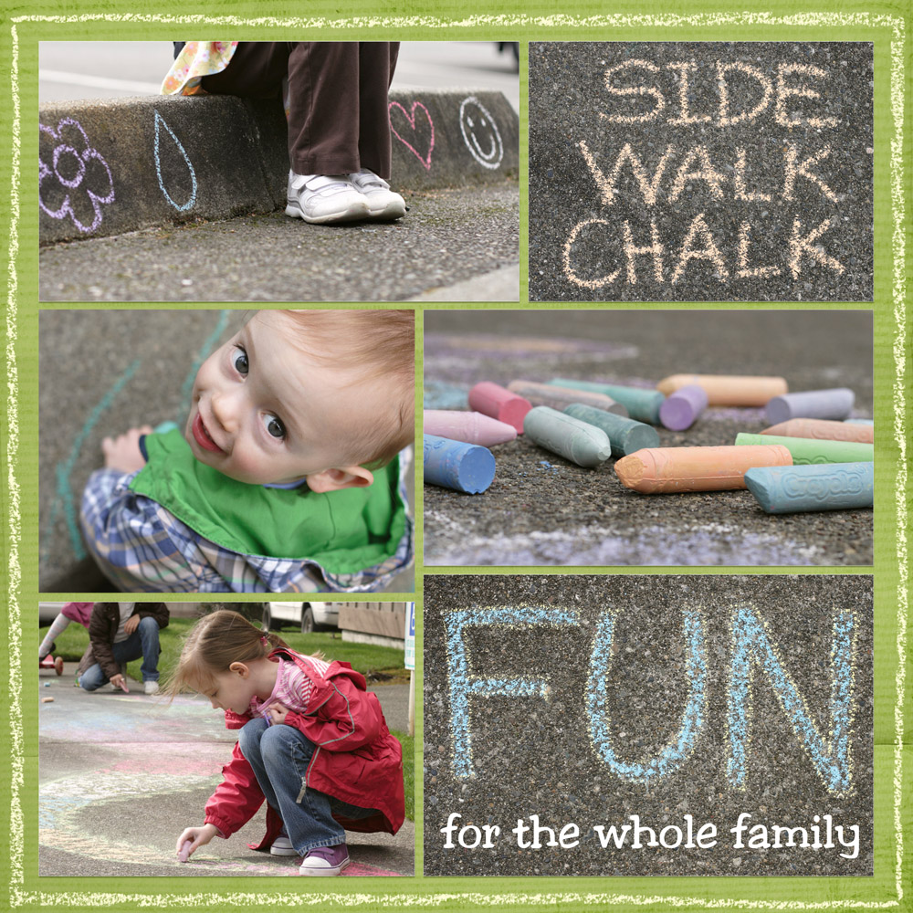 "We do it the Hard Way": sidewalk chalk layout