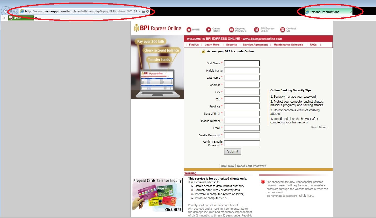 wandering... can't go home: Dad's Review - BPI Bank Fraud and Phising Alert