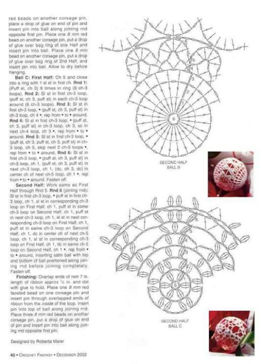 DIY Handmade: Szydełkowe bombki 3D - 21 pięknych SCHEMATÓW I WZORÓW