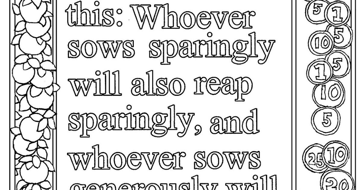 Coloring Pages for Kids by Mr. Adron: 2 Corinthians 9:6 Print and Color ...