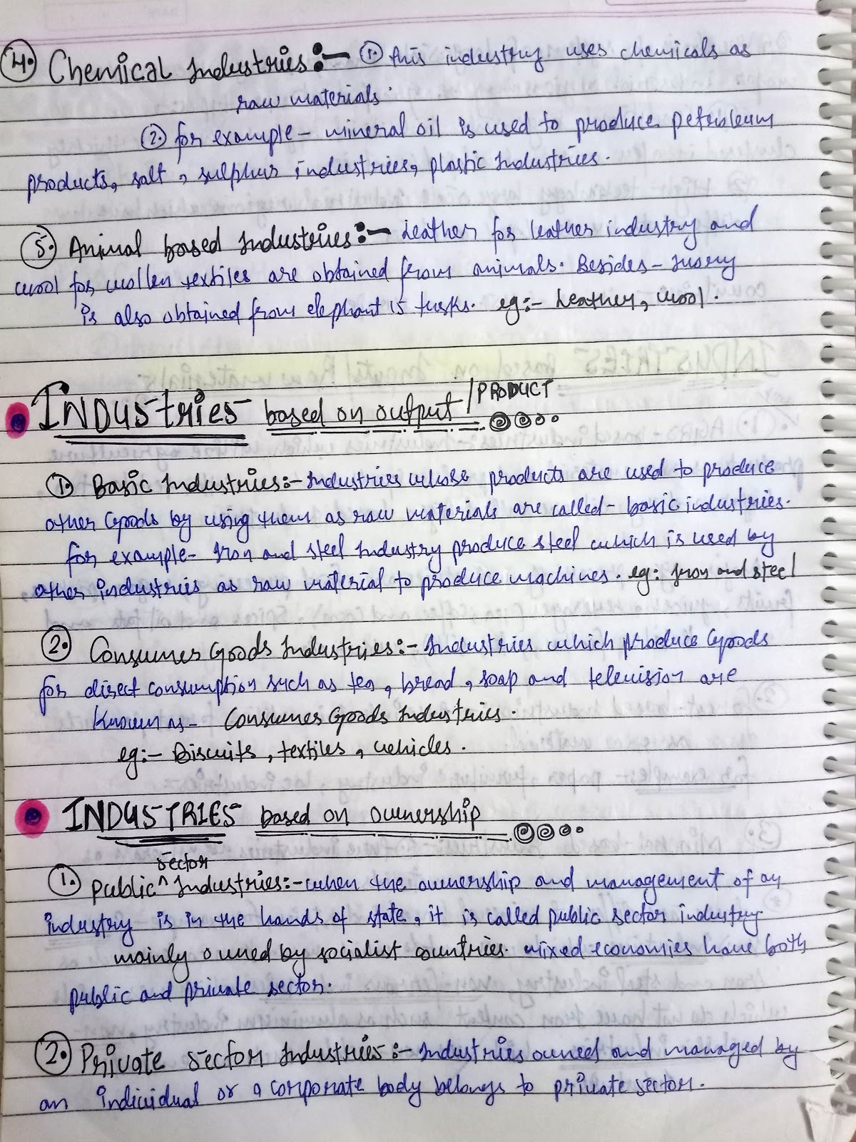 Handwritten notes of Secondary Activities - [geography] class 12th ...