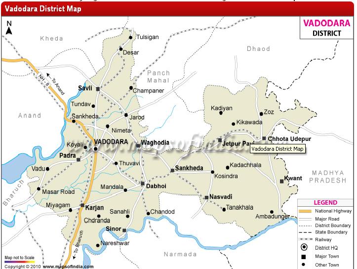 आम्ही बरौडेकर!: Vadodara City Map, District Map & Distance Chart