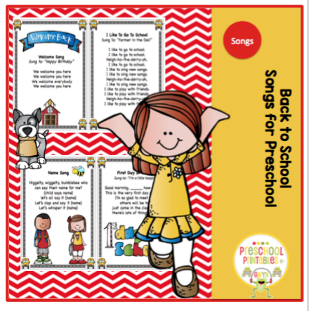 Back to School Songs for Preschool ~ Preschool Printables
