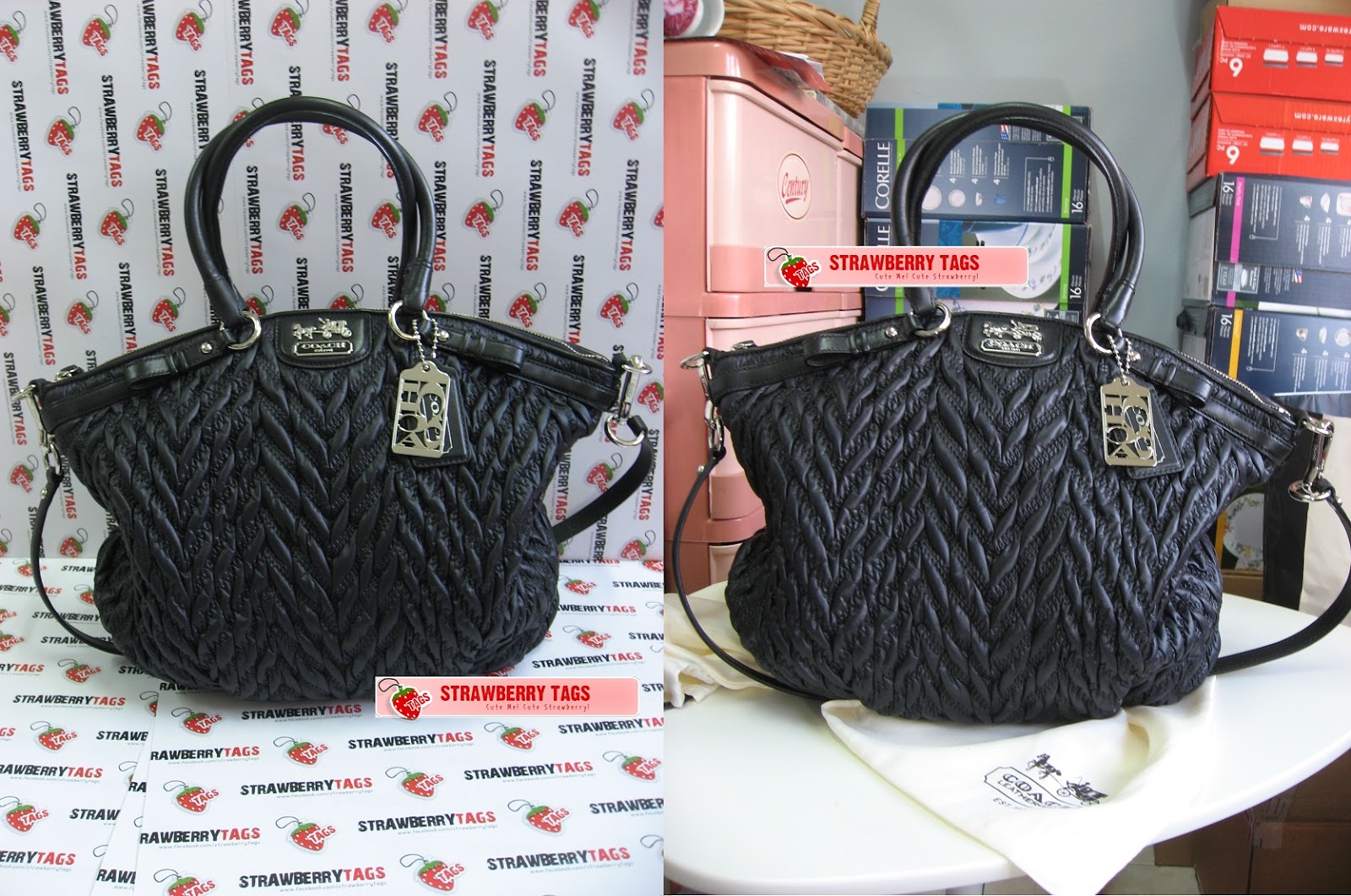 ~StrawBerry TaGs~: COACH Madison Quilted Chevron Nylon Large Lindsey ...