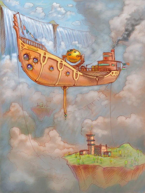 It's Every Day With These Guys: Airship over the Falling Islands