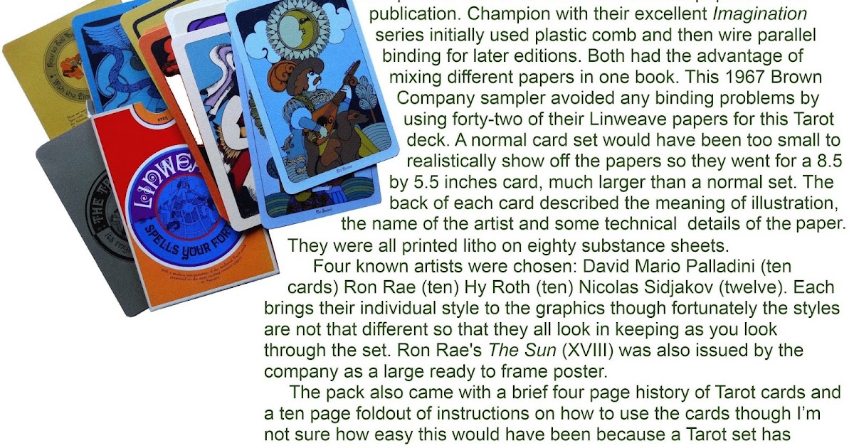 Past Print: Linweave Tarot deck / Brown Company / 1967