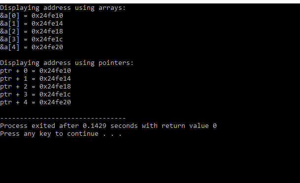Write A C Program To Print Address Of Pointer Of An Array Using Pointer Programming With Basics 3099