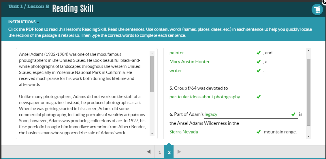Reading Explorer Unit 1B ~ Homework Answer