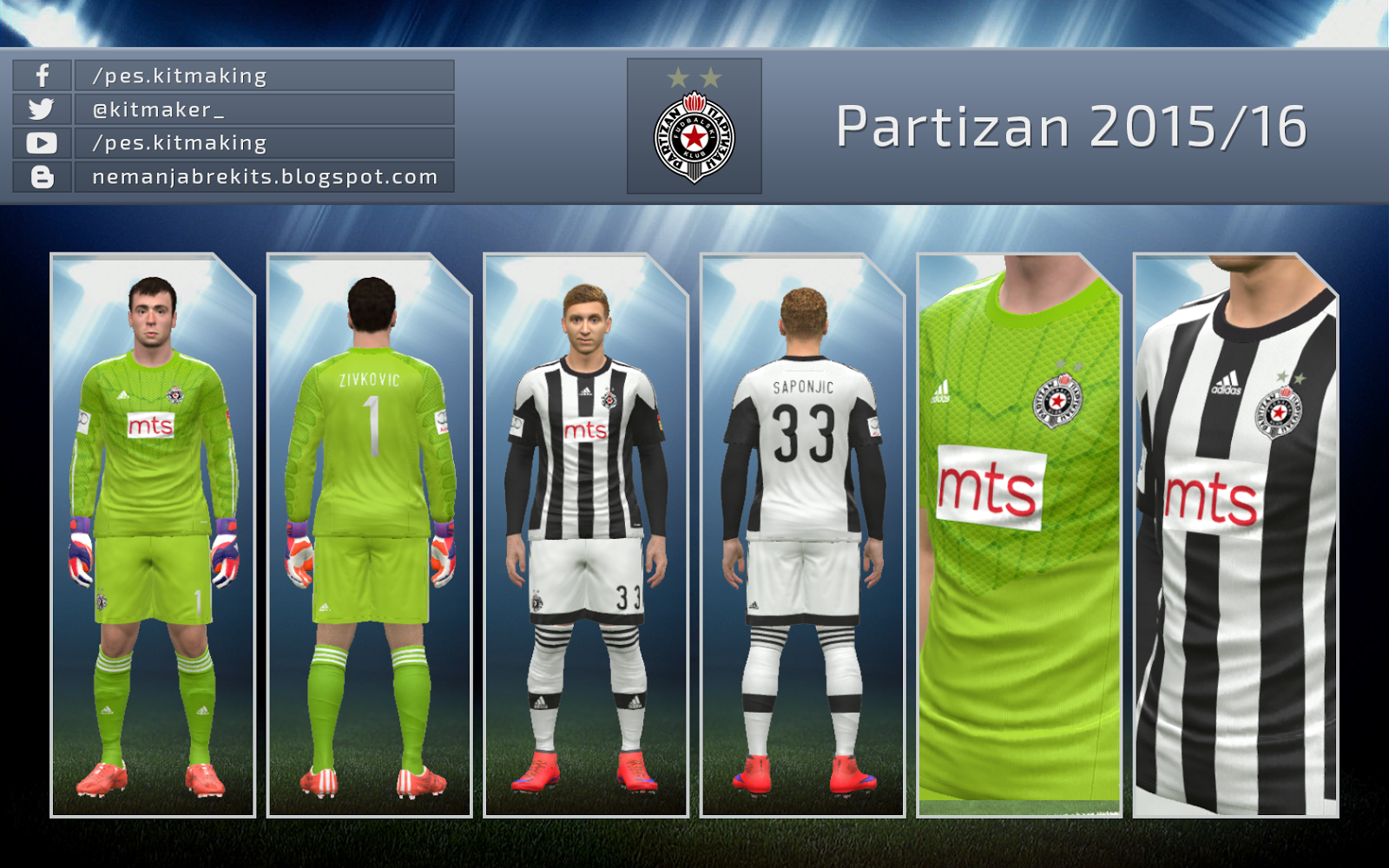 pes-modif: PES 2015 Partizan 2015/16 GK & Home kit by Nemanja