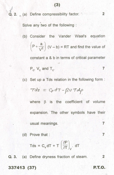 CSVTU Applied Thermodynamics BE MECH Nov Dec 2011 Question Paper ...