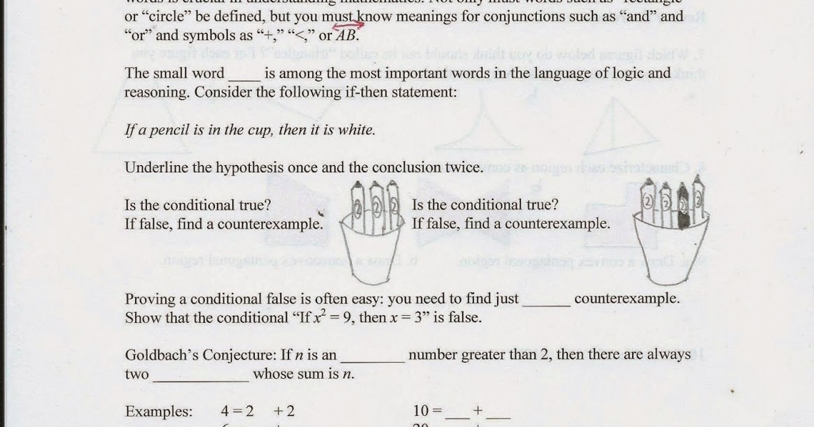 Geometry, Common Core Style: Lesson 2-2: If-then Statements (Day 22)