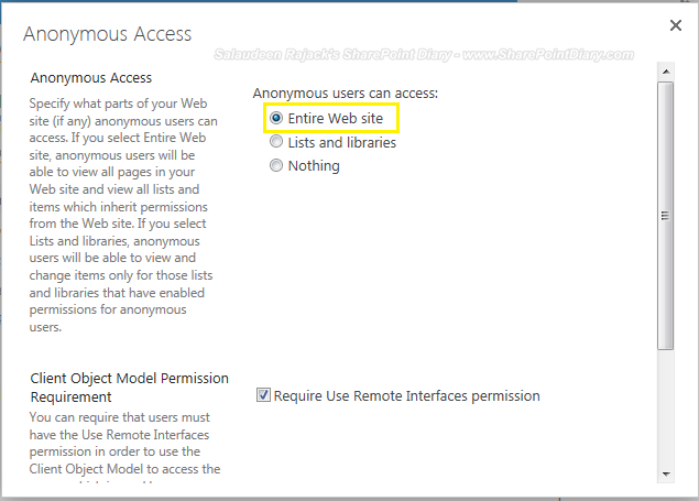 How To Enable Anonymous Access In Sharepoint 2013 Sharepoint Diary
