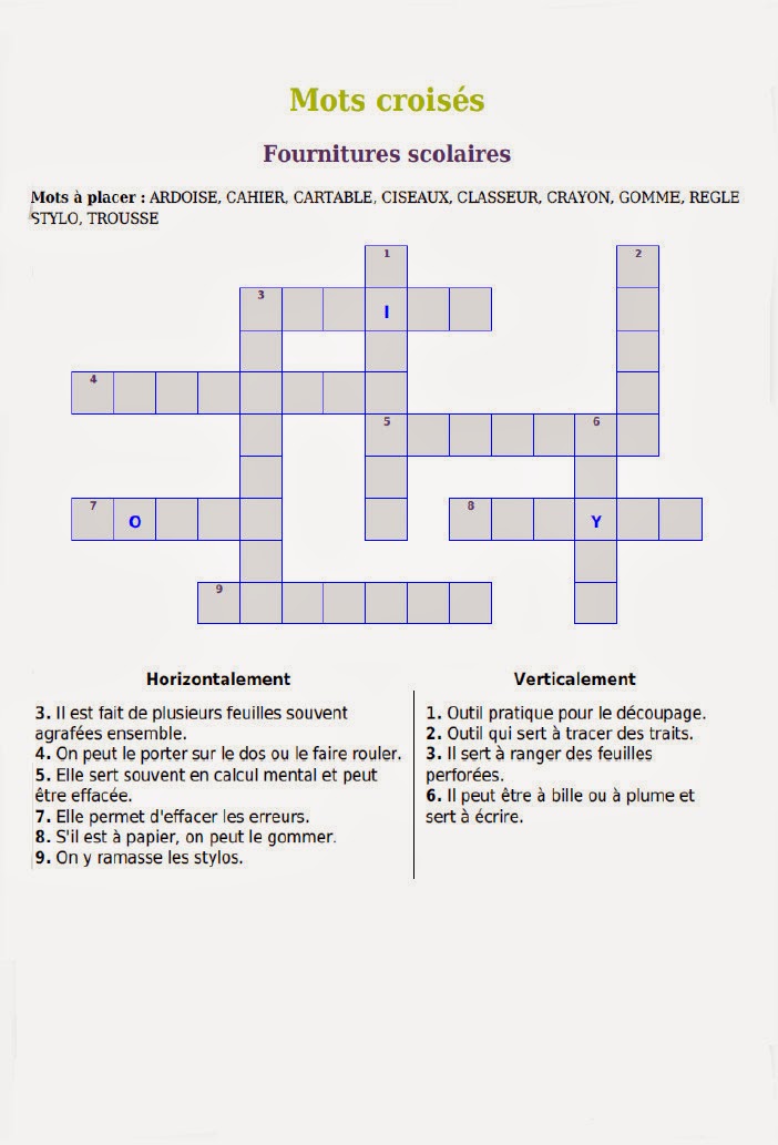 reviser avec les mots croisés pour 4eme et 5eme (partie1) - موارد المعلم