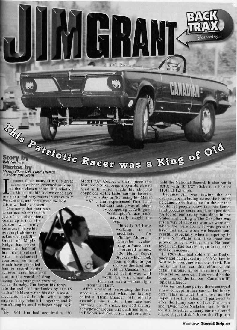 racin' thru the raindrops: Jim Grant, drag racer
