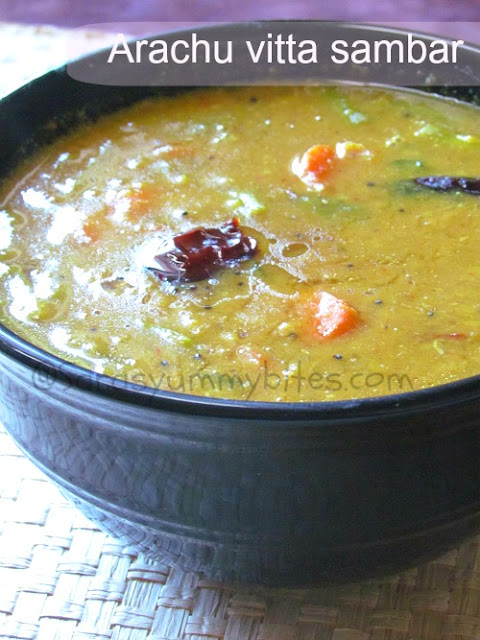 Arachu vitta sambar / Hotel style sambar - Saras Yummy Bites
