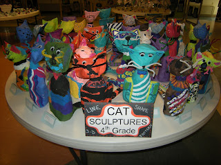 WHAT'S HAPPENING IN THE ART ROOM??: 4th Grade Cat Sculptures