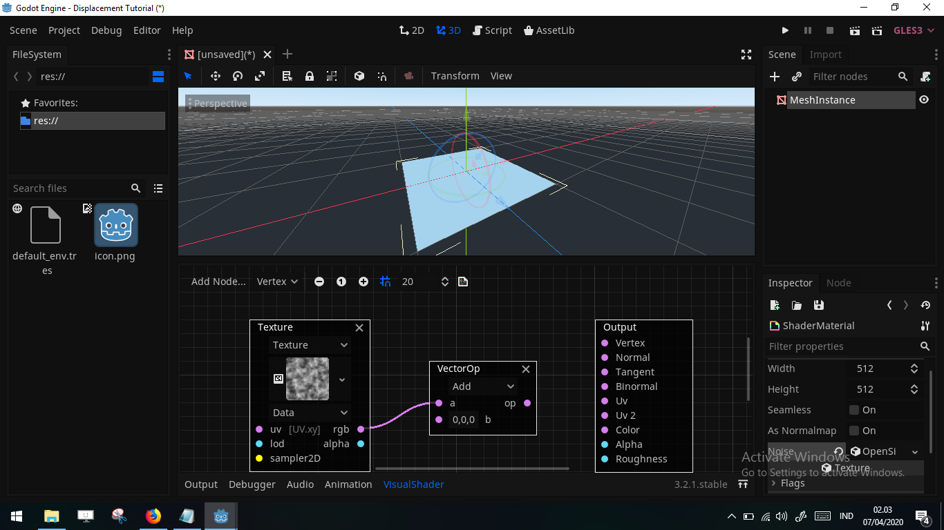 Godot Tutorial - Vertex Displacement using Visual Shader