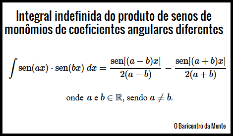 Integral indefinida do produto de senos de monômios de coeficientes ...