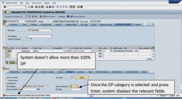 Integration FI-MM (Down Payment when PO transaction) - SAP