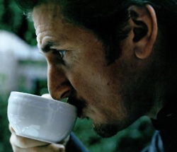 black or white: > famous people drinking coffee