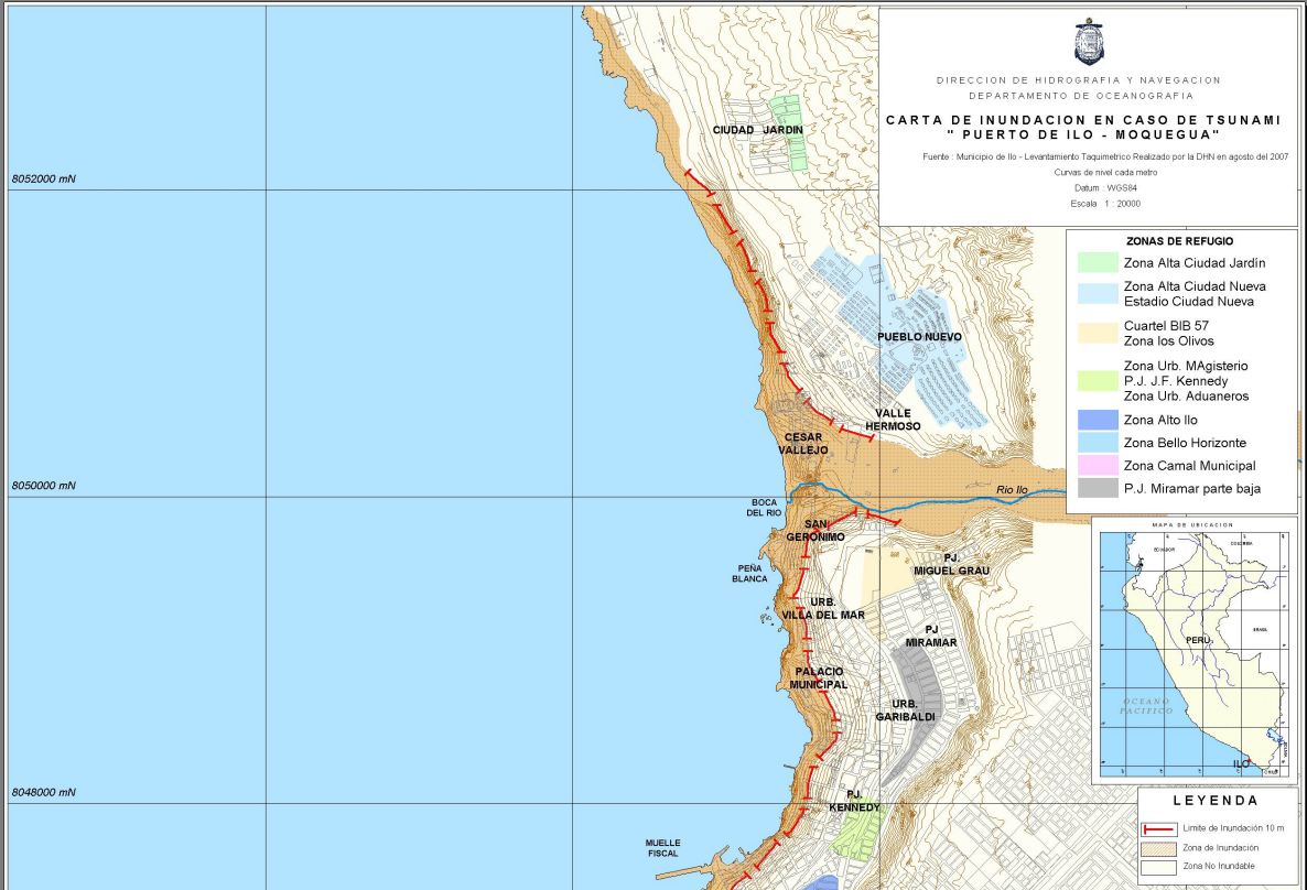 CARTAS DE INUNDACIÓN EN CASO DE TSUNAMI-ILO ~ Mapas, shapes y más del Perú