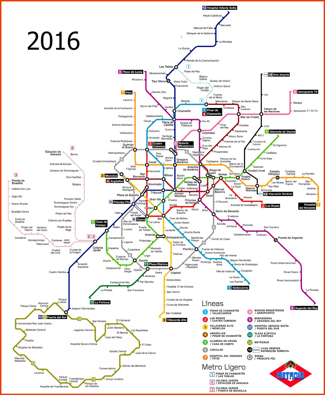 GAtos Sindicales: Línea 13: Plano del Metro de Madrid actualizado