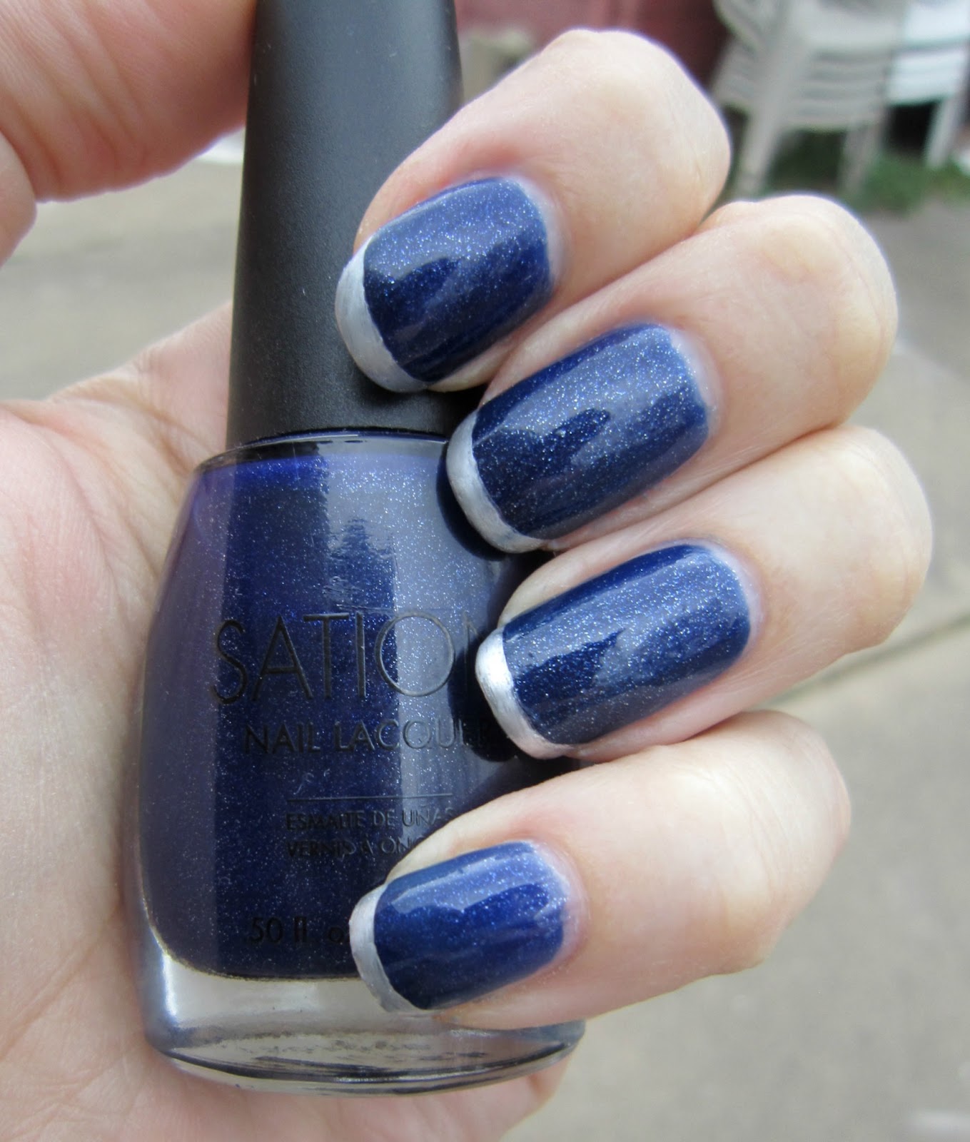 Metallic French Tips With Silver Metallic Sharpie