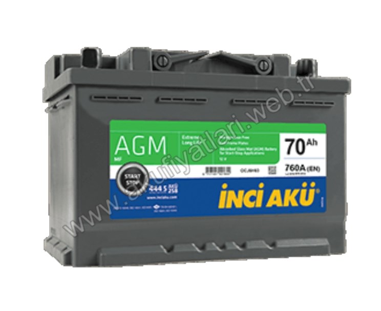 Akü Fiyatları: İnci 70 Amper Start Stop Agm