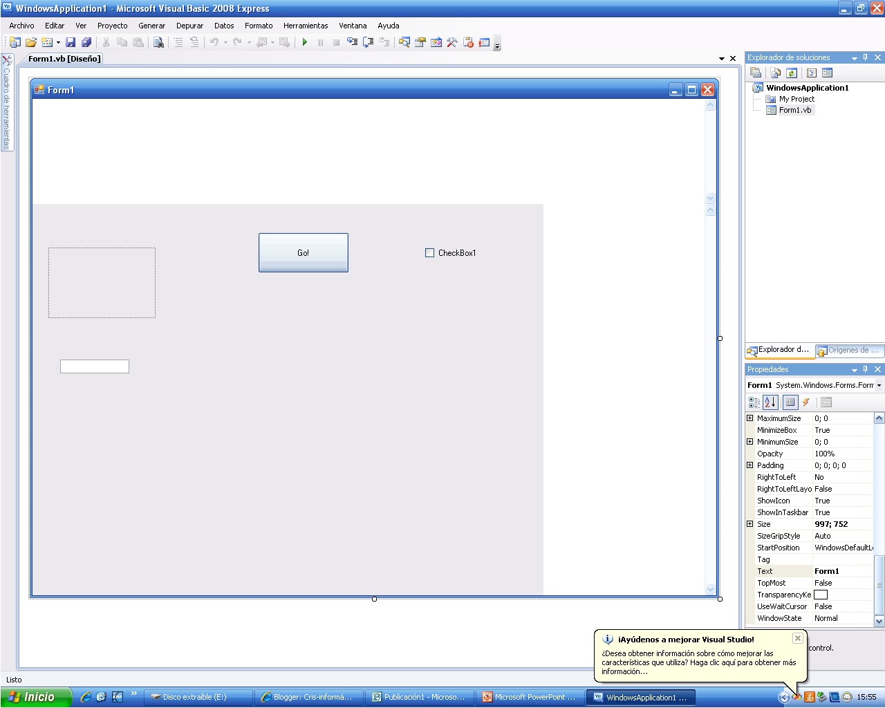 Cris-informática: Programación, con el programa Visual Basic