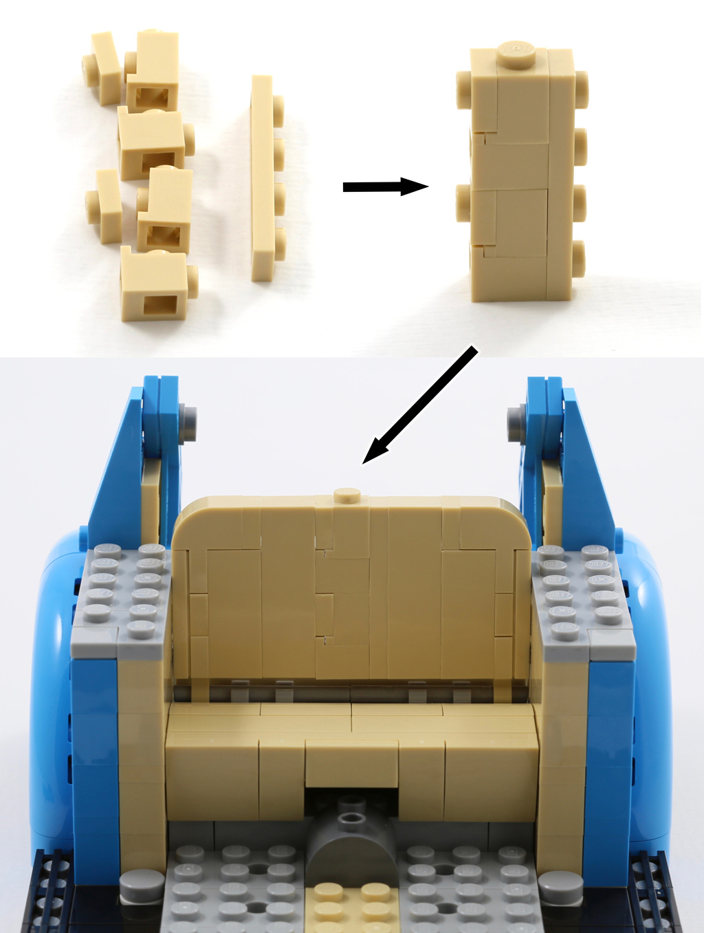 Adding studs to the bottom of a 2 X 4 brick using cheese slopes : r/lego
