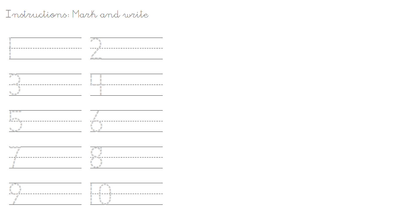English Handouts: Back to School: Numbers 1-10 Writing