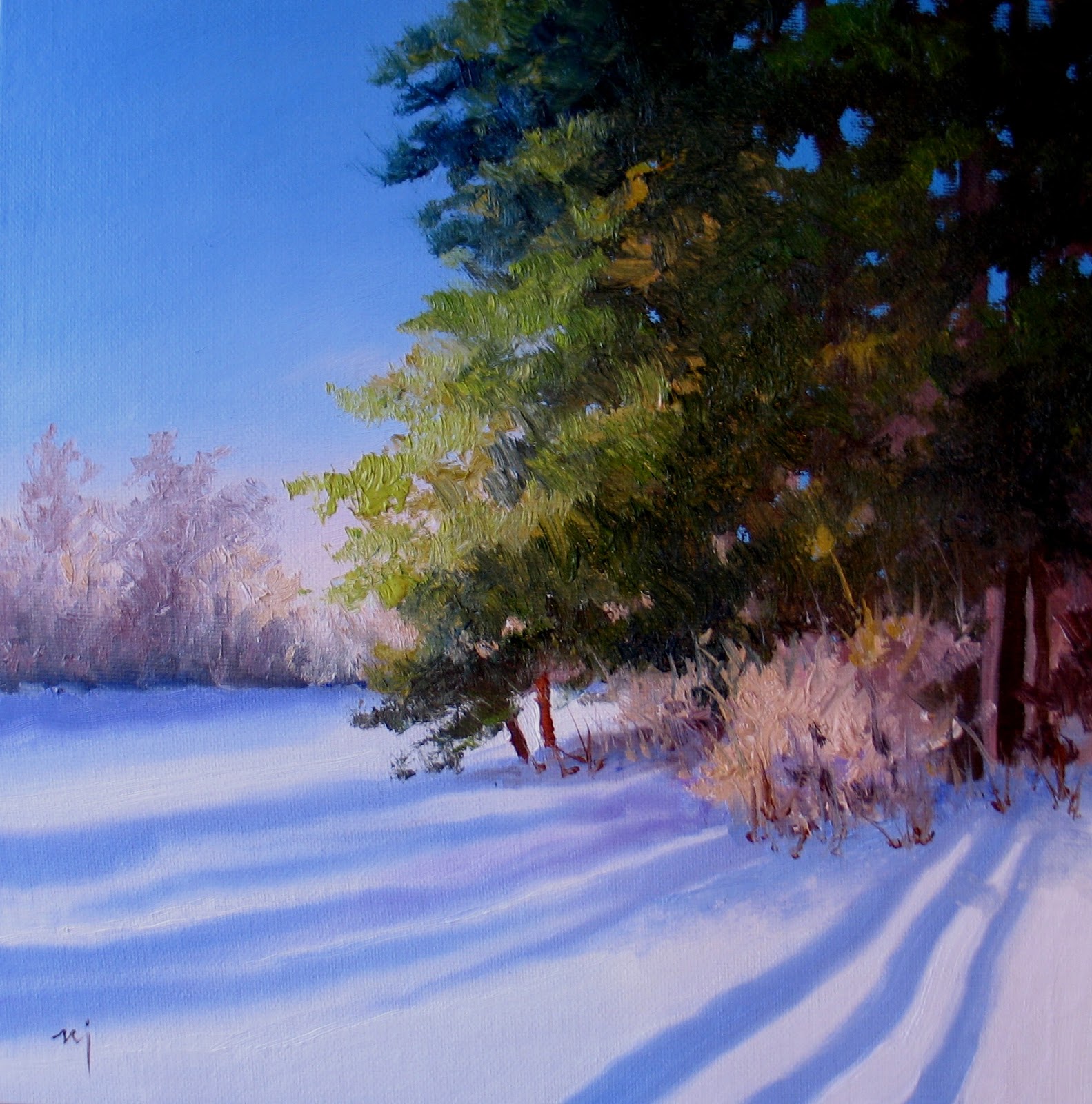 Nel's Everyday Painting: Snow Shadows 2- SOLD