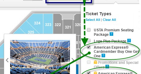 US Open Amex Preferred Seating and Buy One, Get One Tickets - very few ...