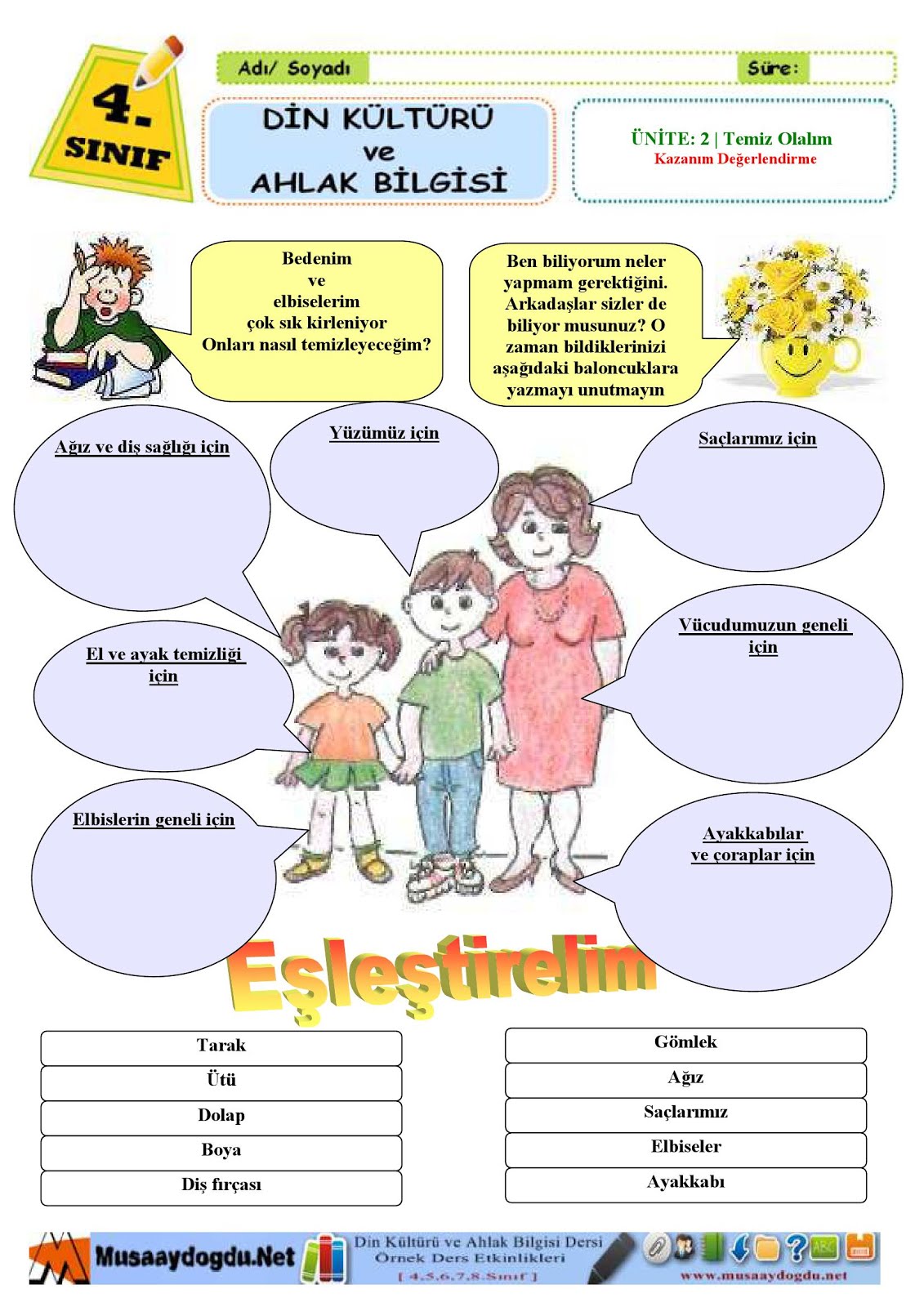 DinDersiOyun.com: 4. sinif 5. unite yazili etkinlikler arsivi