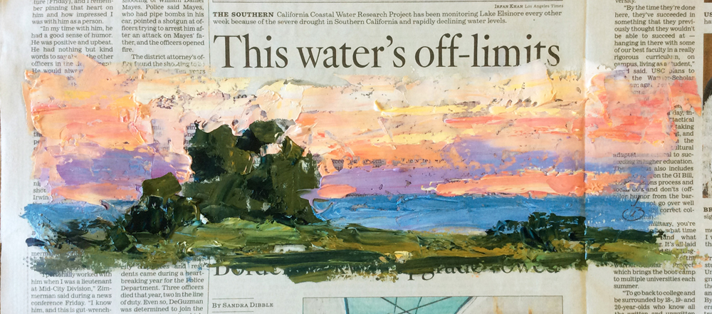 TOM BROWN FINE ART: FUN PAINTING ON PAGE OF NEWSPAPER by TOM BROWN