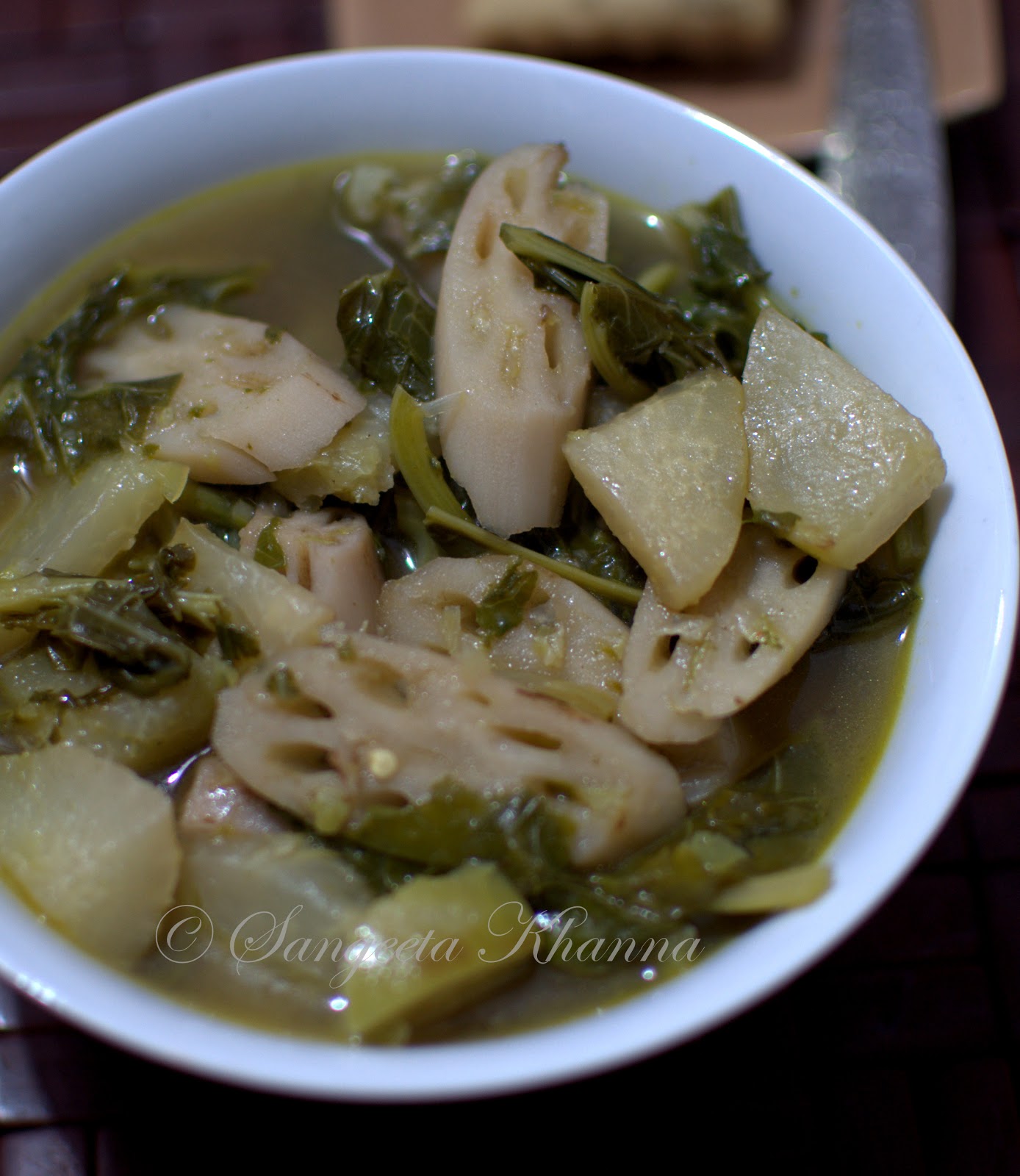 knol khol, kohlrabi or ganth gobi...two soupy Kashmiri style curry with ...