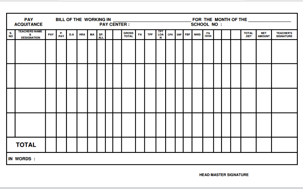 PAY BILLL & ACQUITTANCE BILL