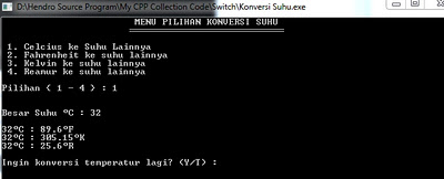 Contoh Program C++ Sederhana - Konversi Suhu Dengan Cpp