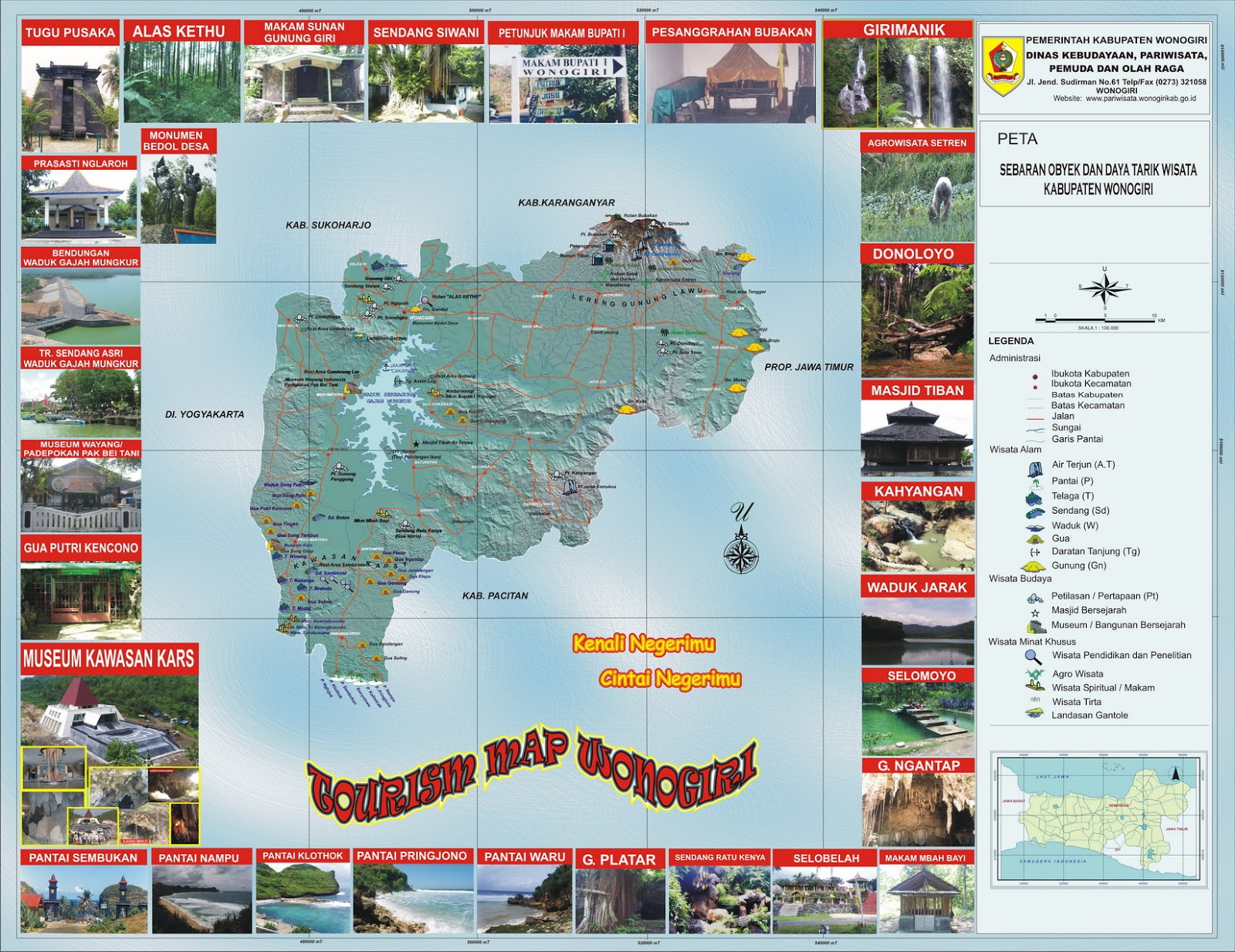 > Peta Lengkap Indonesia: Peta Wisata Kabupaten Wonogiri