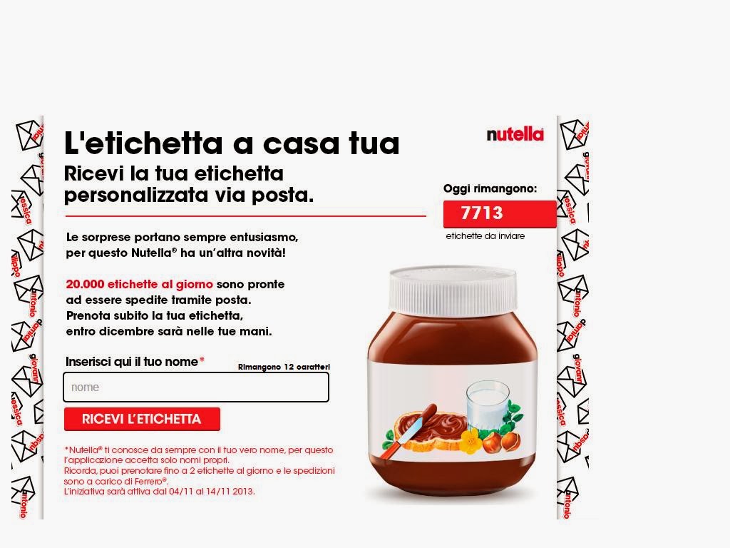 Omaggi Gratuiti: Omaggio 'Nutella' - Ricevi la tua etichetta ...