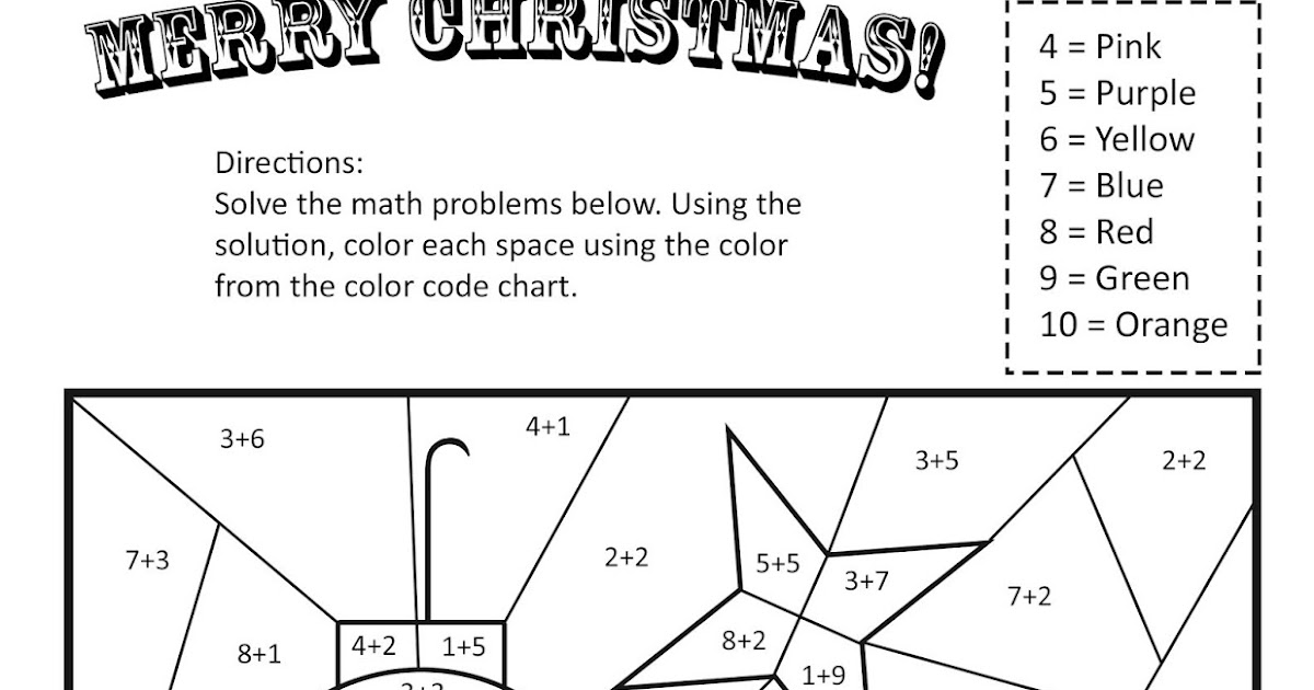 FREE HOMESCHOOLING RESOURCE!!! Math Coloring Worksheets For Christmas