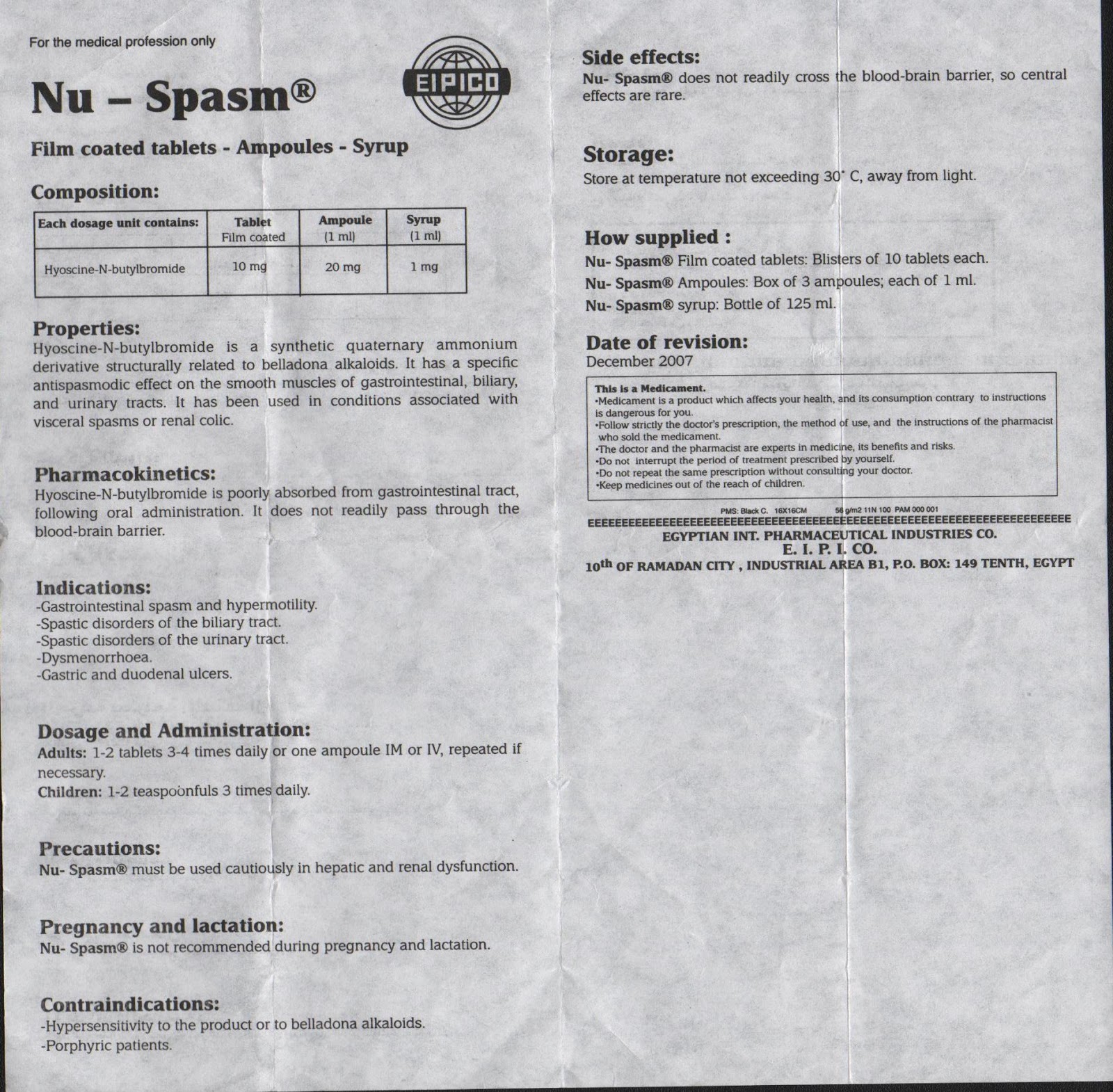 Drug Pamphlet: Nu-spasm