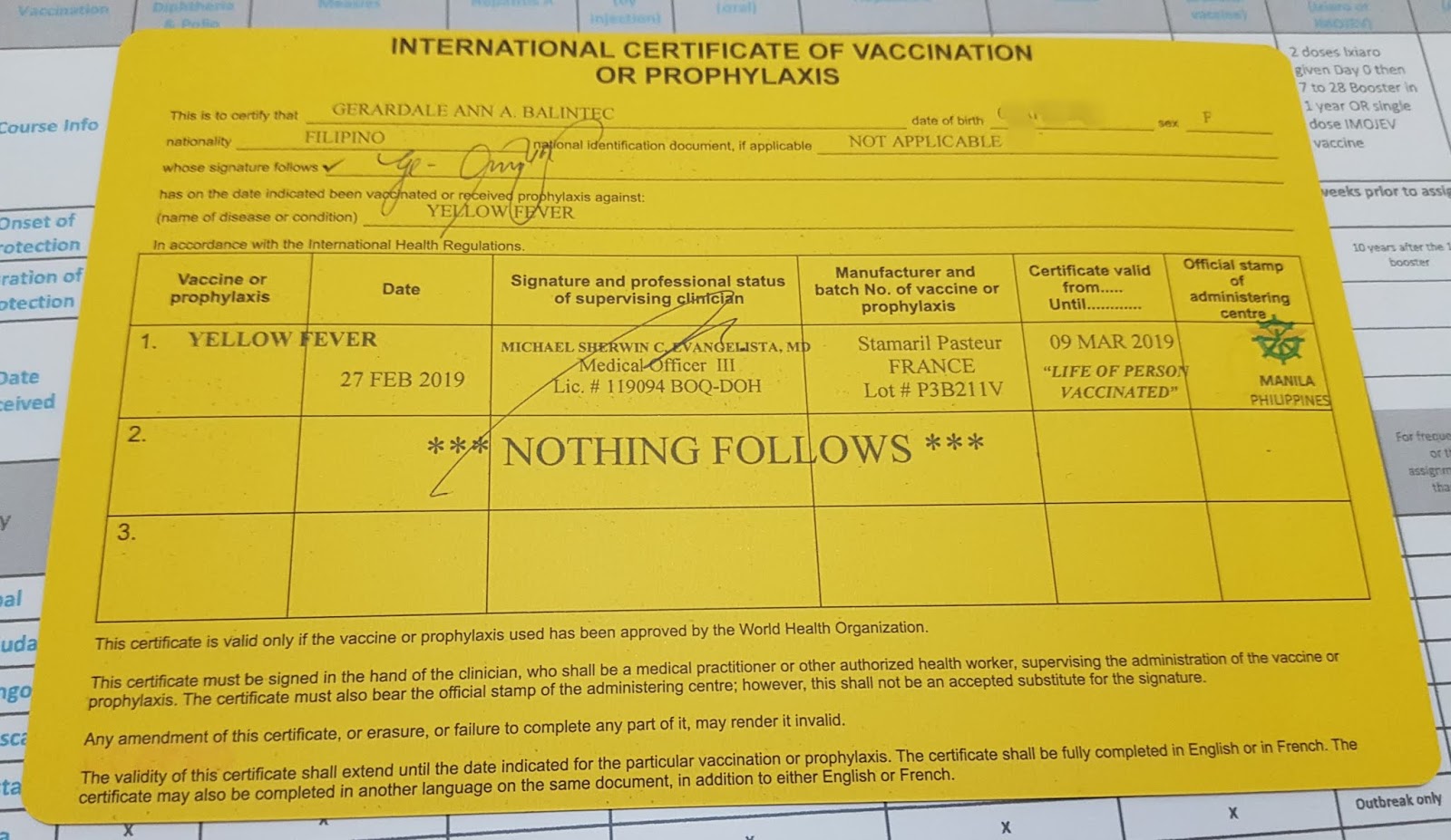 What is the use of this Yellow Card?