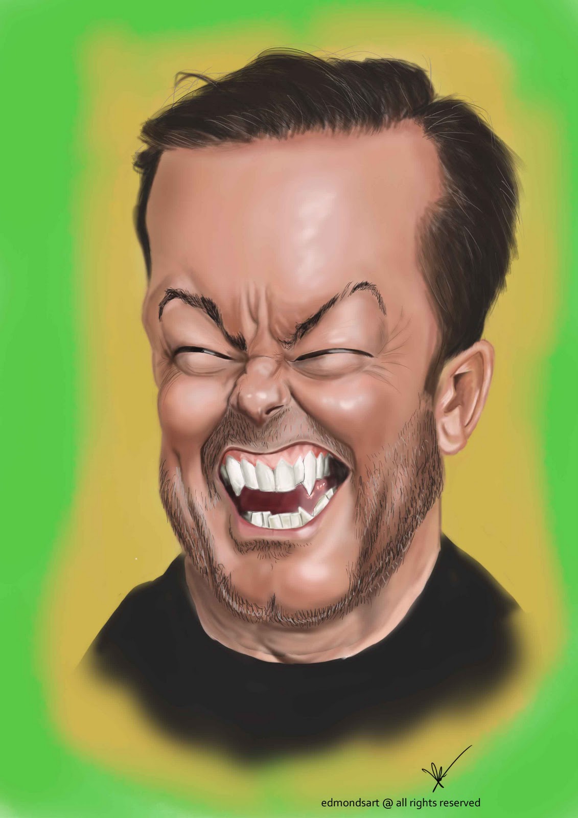 Edmond's Art: Fb Caricaturama Showdown Challenge: Ricky Gervais