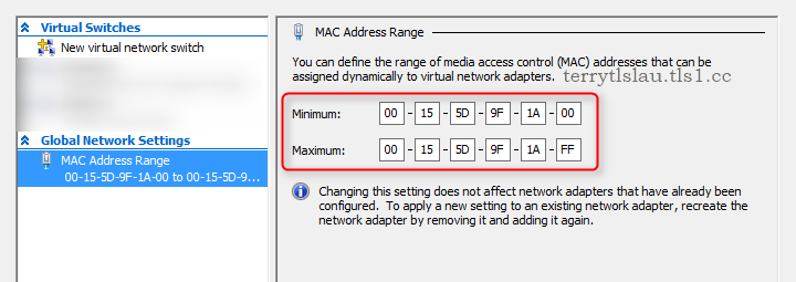 Terry L@u's blog: Managing Hyper-V dynamic MAC address pool